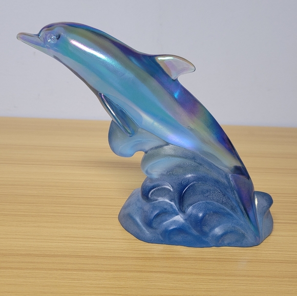 Fenton | Art | Fenton 95th Anniversary Aqua Carnival Glass Dolphin ...